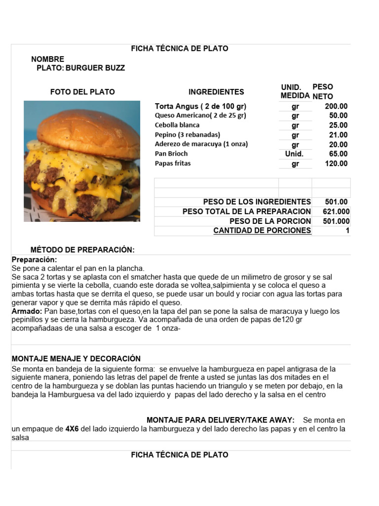 Ficha Técnica Robin Food | PDF | Cocina, comidas y vino