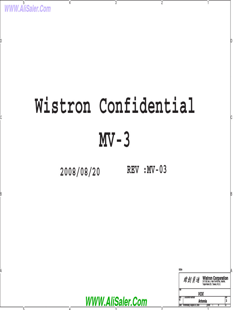 HP EliteBook 8530W 8530P Wistron Artemis Rev MV-3 Schematics | PDF