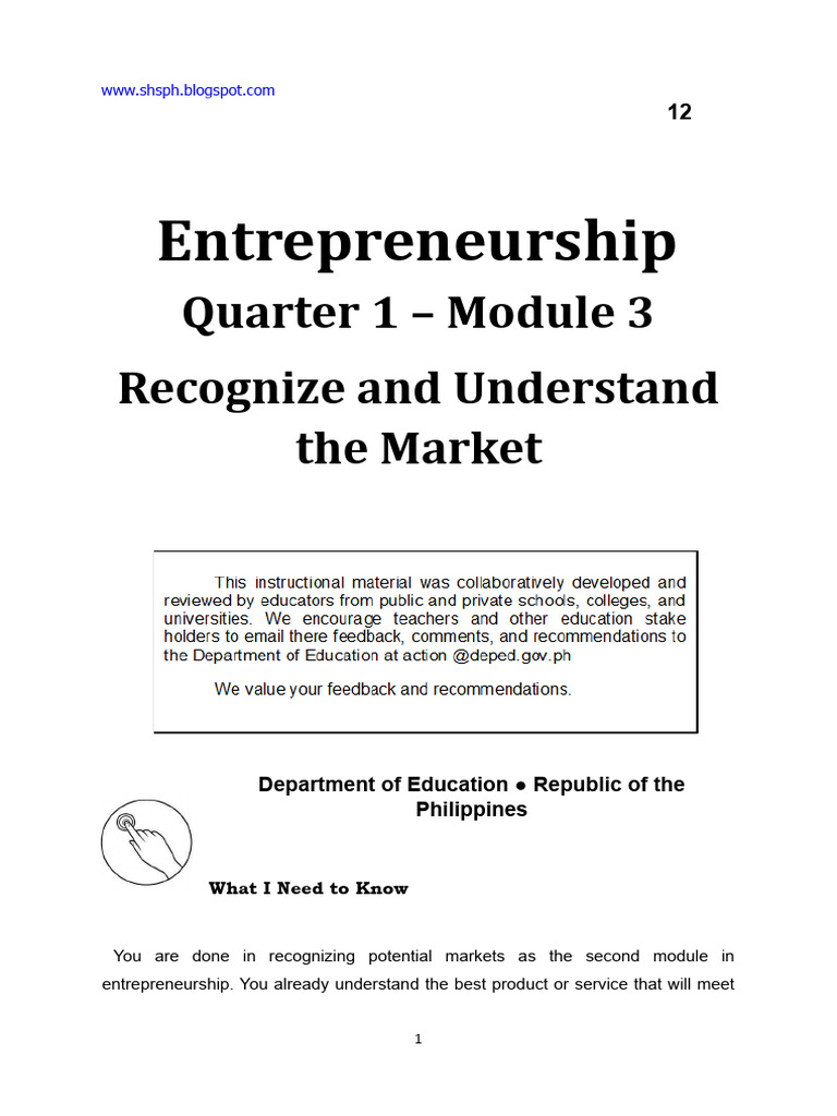 Mod3 Recognize and Understand The Market | PDF | Career & Growth | Business