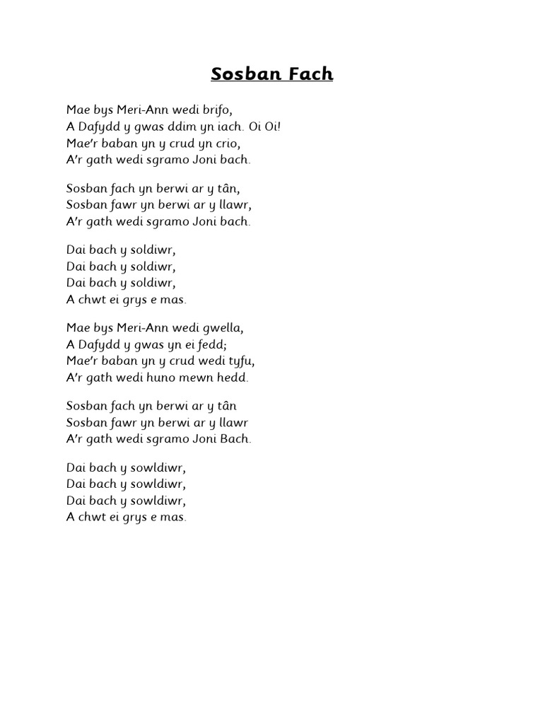 Sosban Fach Lyrics | PDF