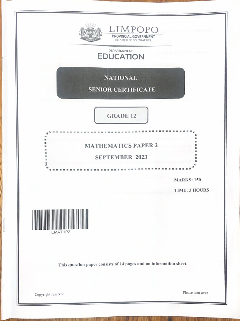 Sept 2023 Lim Maths P1 (Eng) | PDF