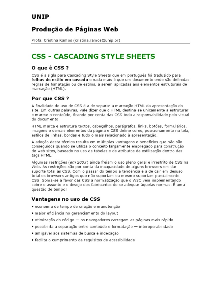 CSS Teoria | Download grátis PDF | Folhas de estilo em cascata ...