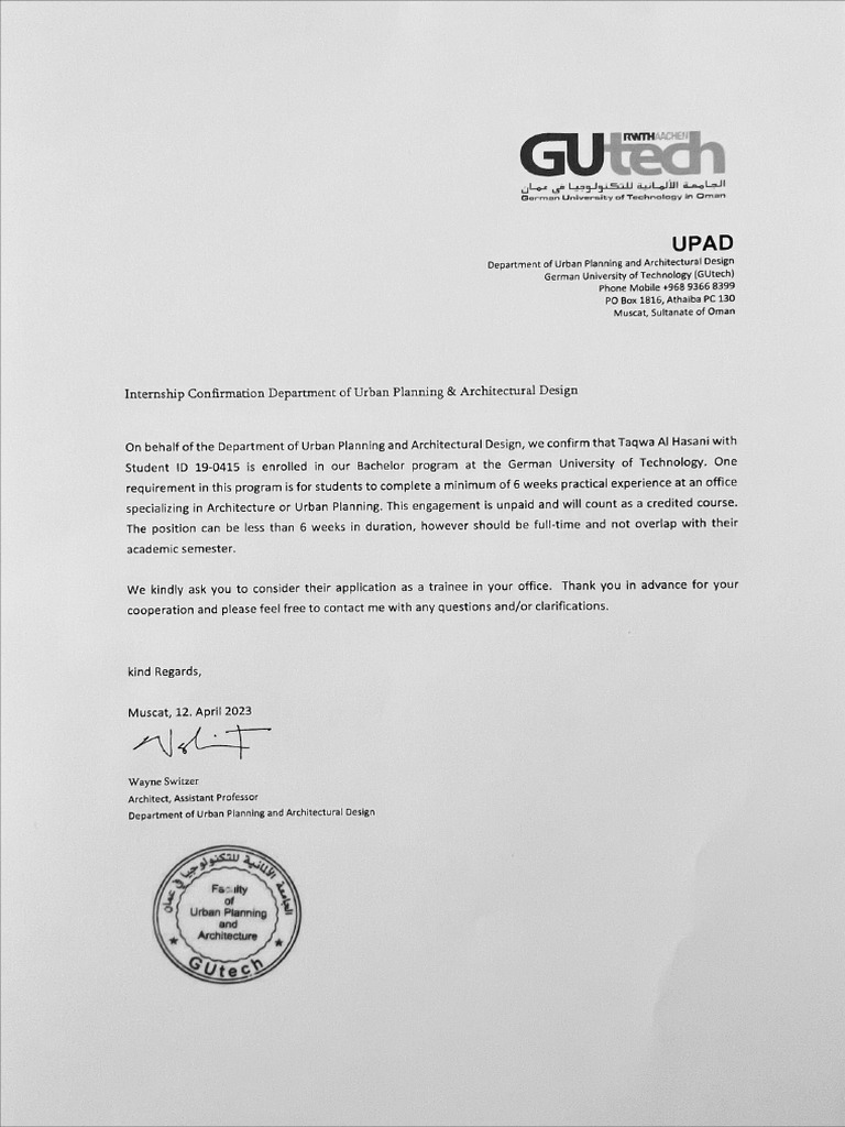 Gutech Internship Confirmation | PDF