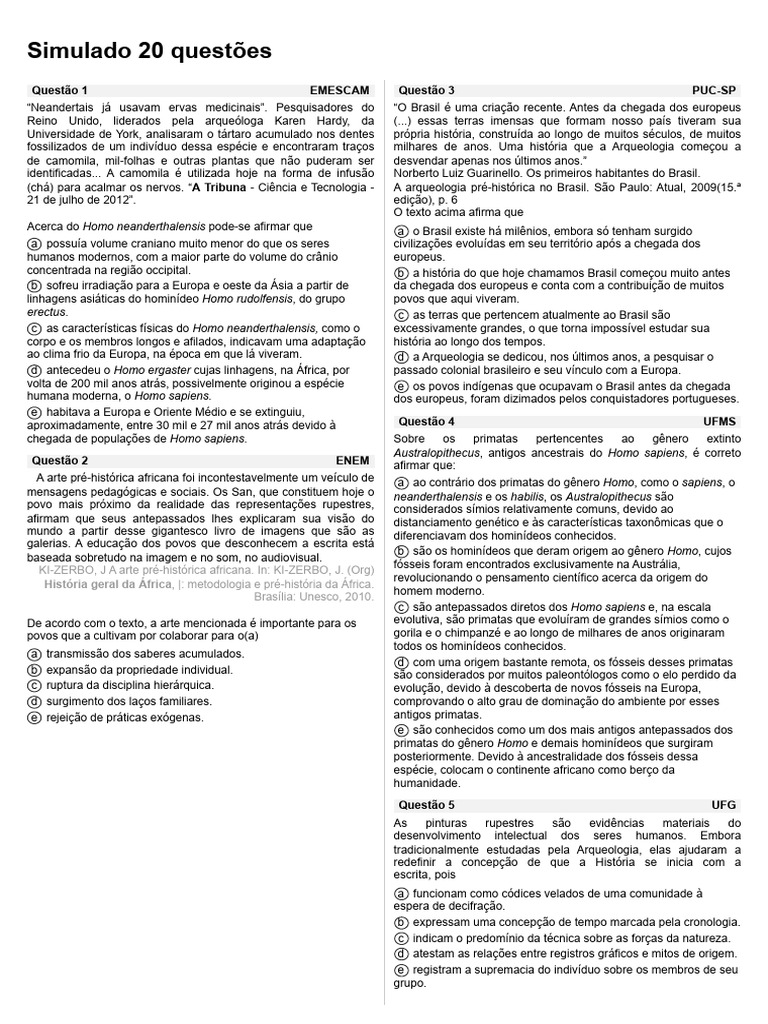 História - Lista Global - Semana 1 | PDF