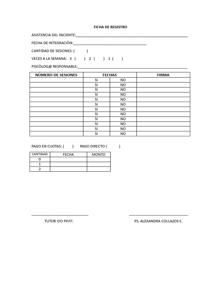 Ficha de Registro Del Paciente | PDF