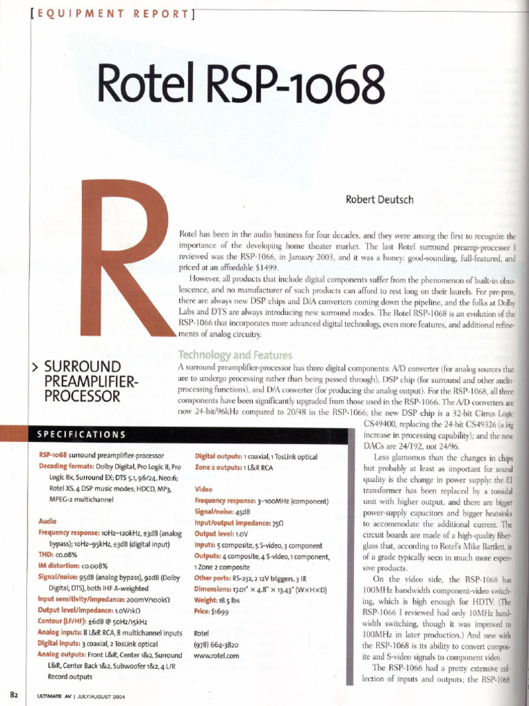 RSP-1068 AVTech Jul04 | PDF