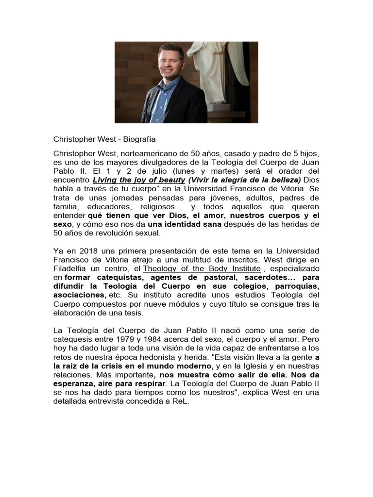 Biografía de Christopher West | PDF | Religión y espiritualidad