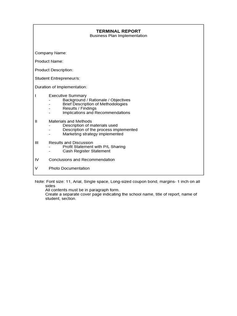 Terminal Report Template | PDF
