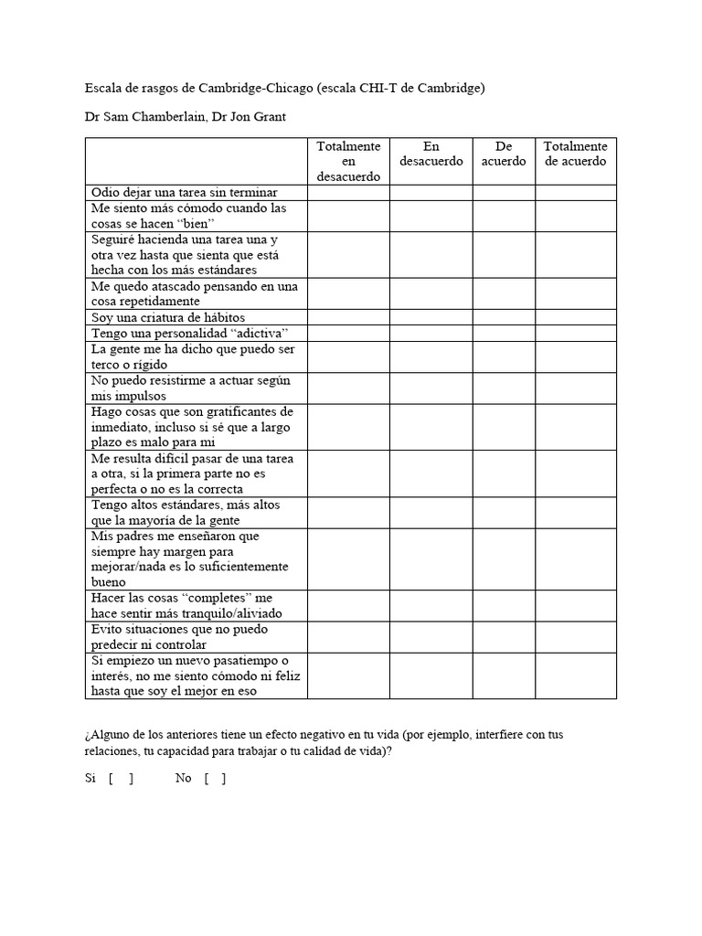Cambridge CHI-T Scale - Spanish Version | PDF