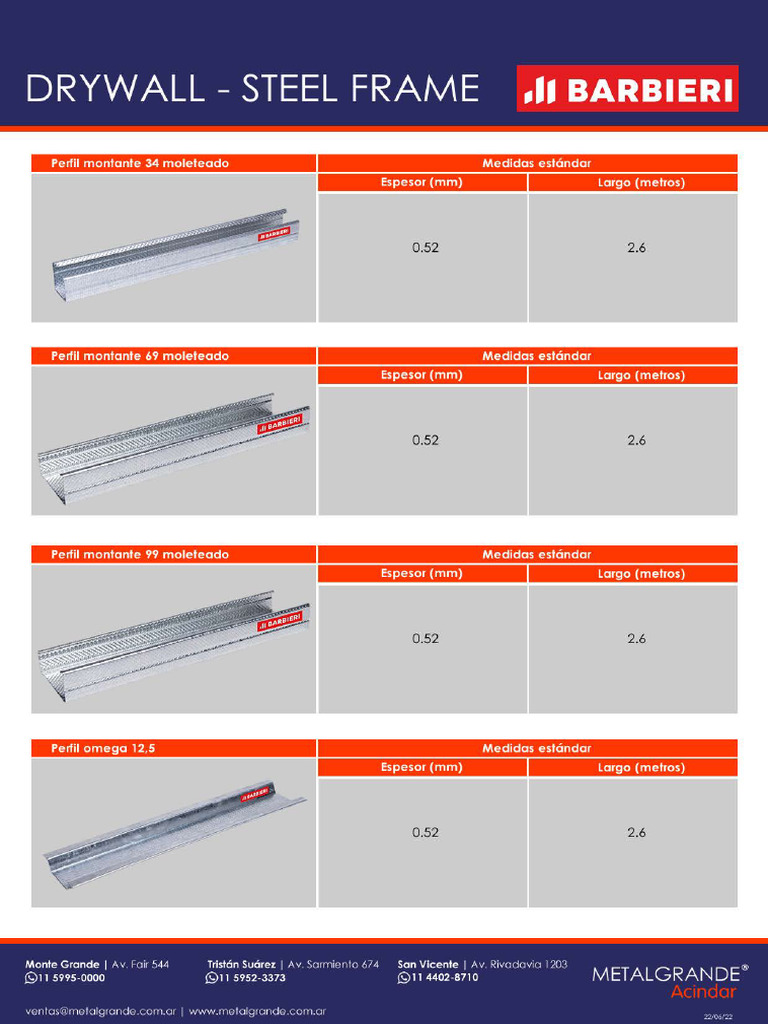 Catalogo Metalgrande Drywall Steel Frame | PDF | Ingeniero civil | Ingeniería