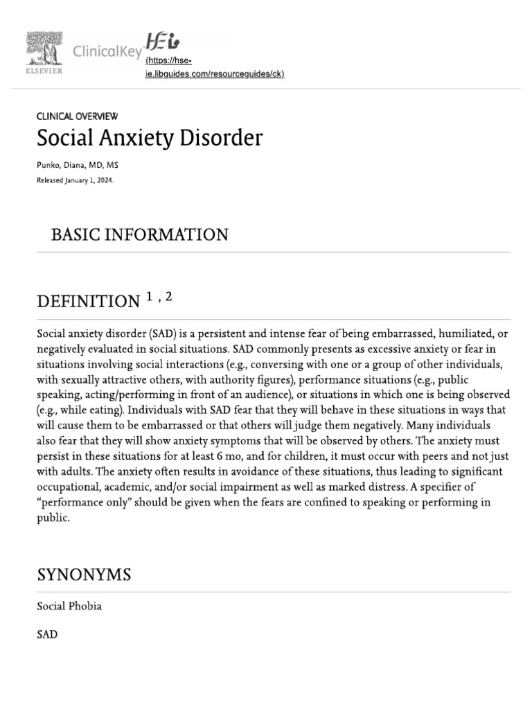 Social Anxiety | PDF