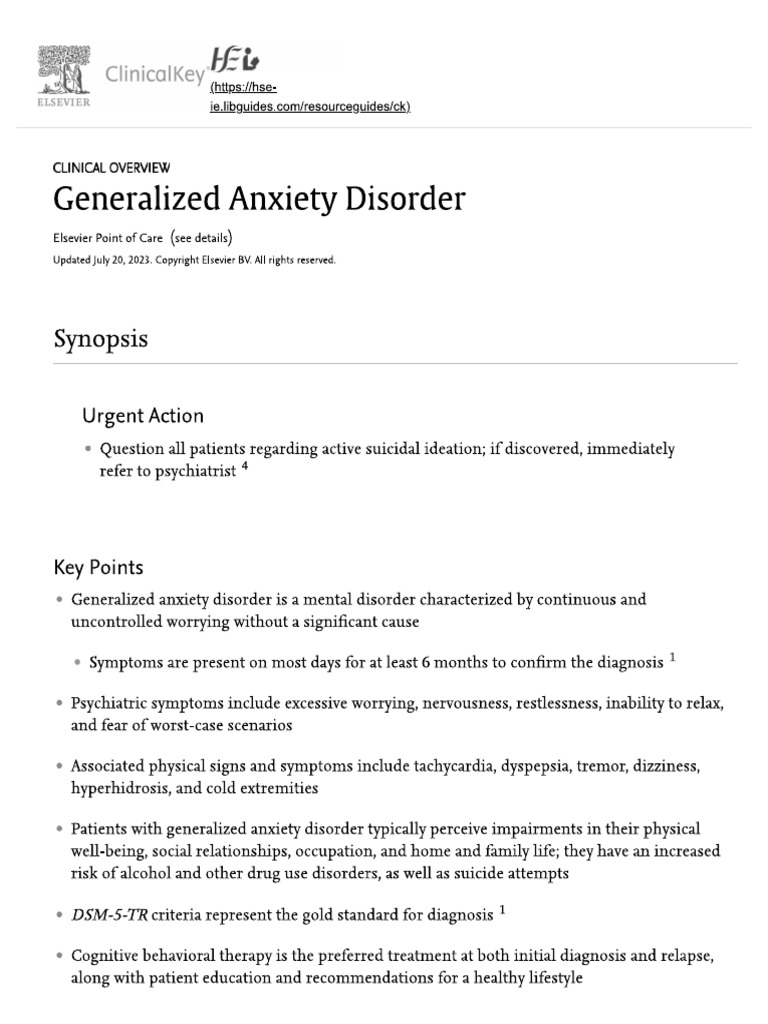 Generalized Anxiety | PDF