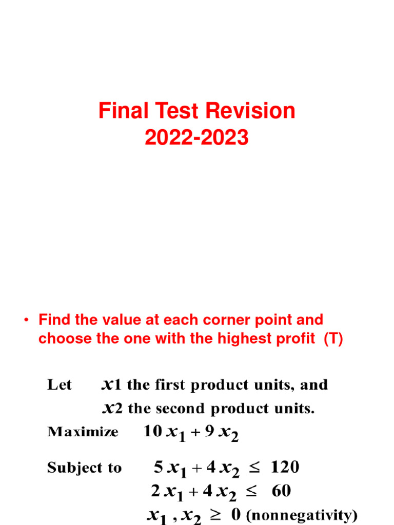 OM Final Revision 2022-2023 | PDF | Applied Mathematics | Algorithms OM Final Revision 2022-2023 | PDF | Applied Mathematics | Algorithms