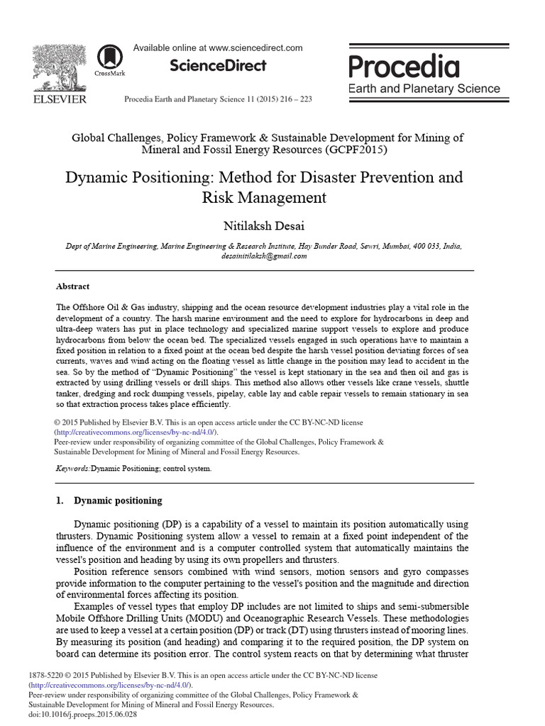 Dynamic Positioning Method For Disaster Prevention | PDF