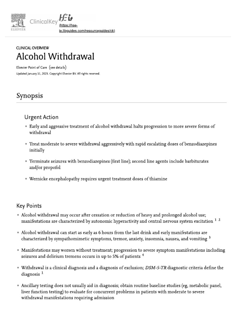 Alcohol Withdrawal | PDF