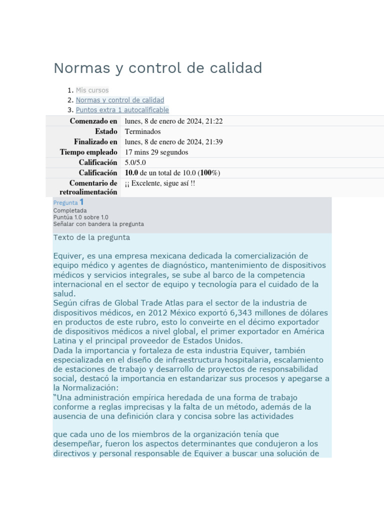 Normas y Control de Calidad en Equiver | PDF | Calidad (comercial ...