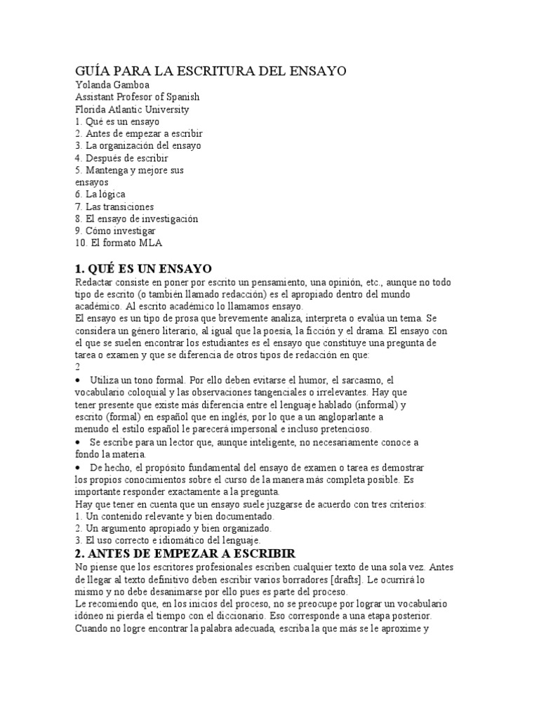 Guía para La Escritura Del Ensayo | PDF | Ensayos | Lógica