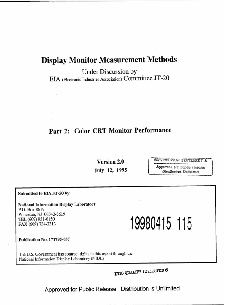 Display Monitor Measurement Methods | PDF | Computer Monitor | Display Resolution