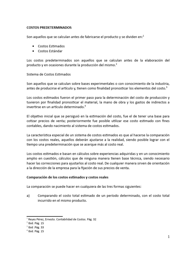Costos Estimados | Descargar gratis PDF | Costo | Contabilidad