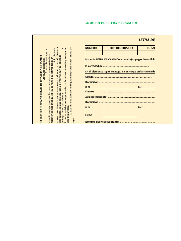 Letra de Cambio | PDF | Pagaré | Documentos legales