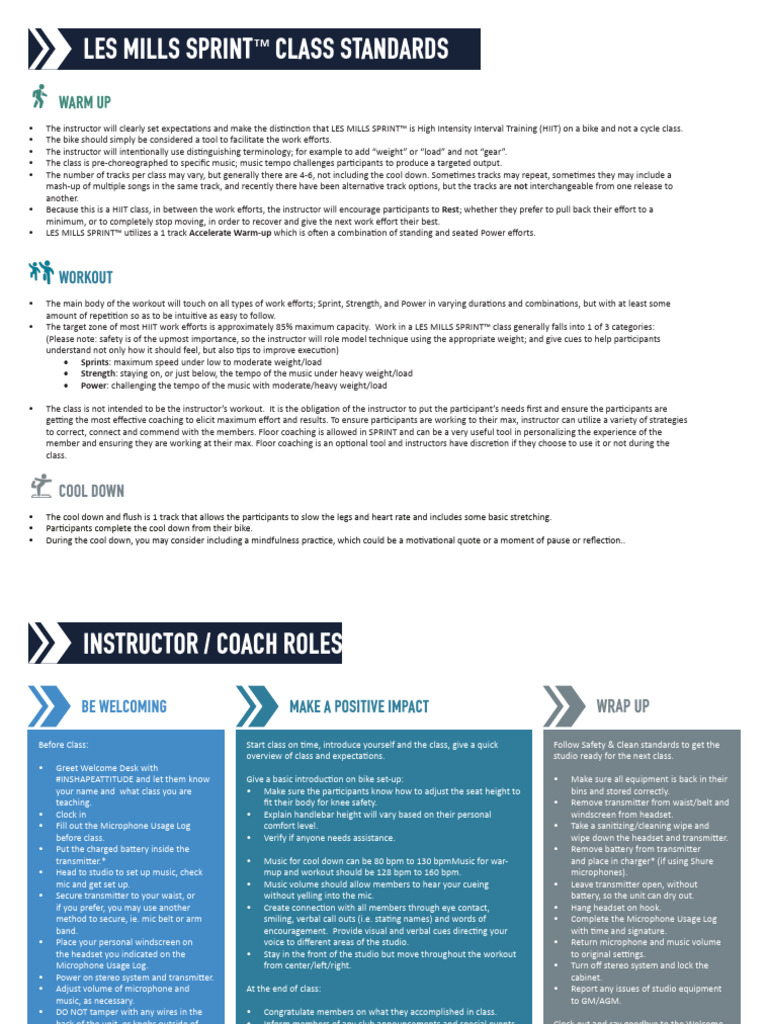 Les Mills Sprint Class Standards | PDF | High Intensity Interval Training
