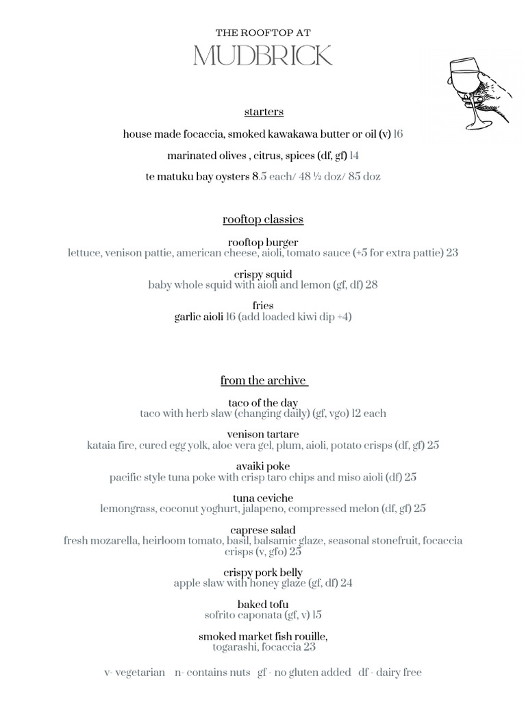 Summer 2023 Rooftop Food Menu 1 | PDF