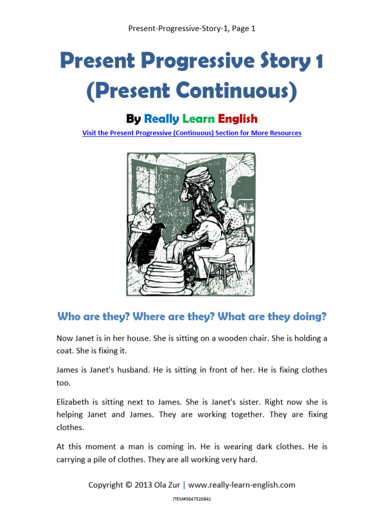 Present Progressive Story 1 | PDF | Question | Semantic Units