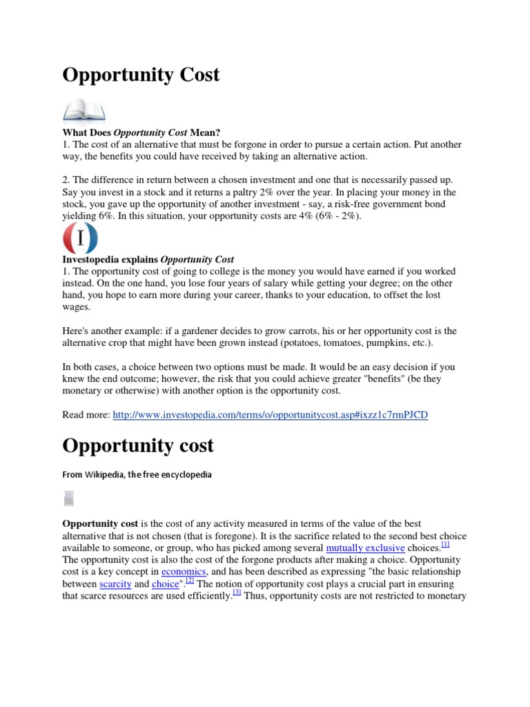 Opportunity Cost Example