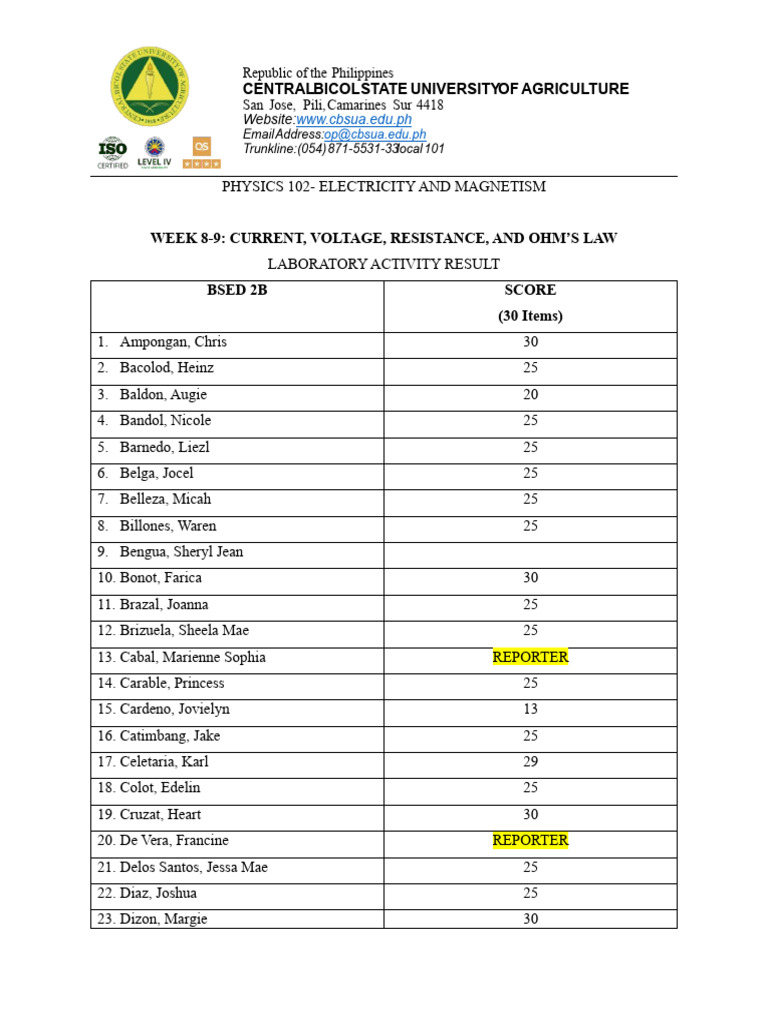 Physics 102 Lab Result 2b | PDF | Physical Quantities | Physical Sciences