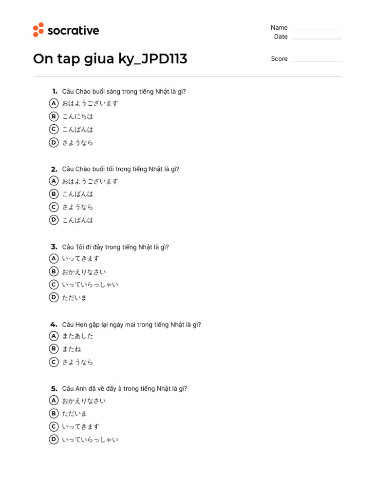 Quiz - On Tap Giua Ky - JPD113 | PDF