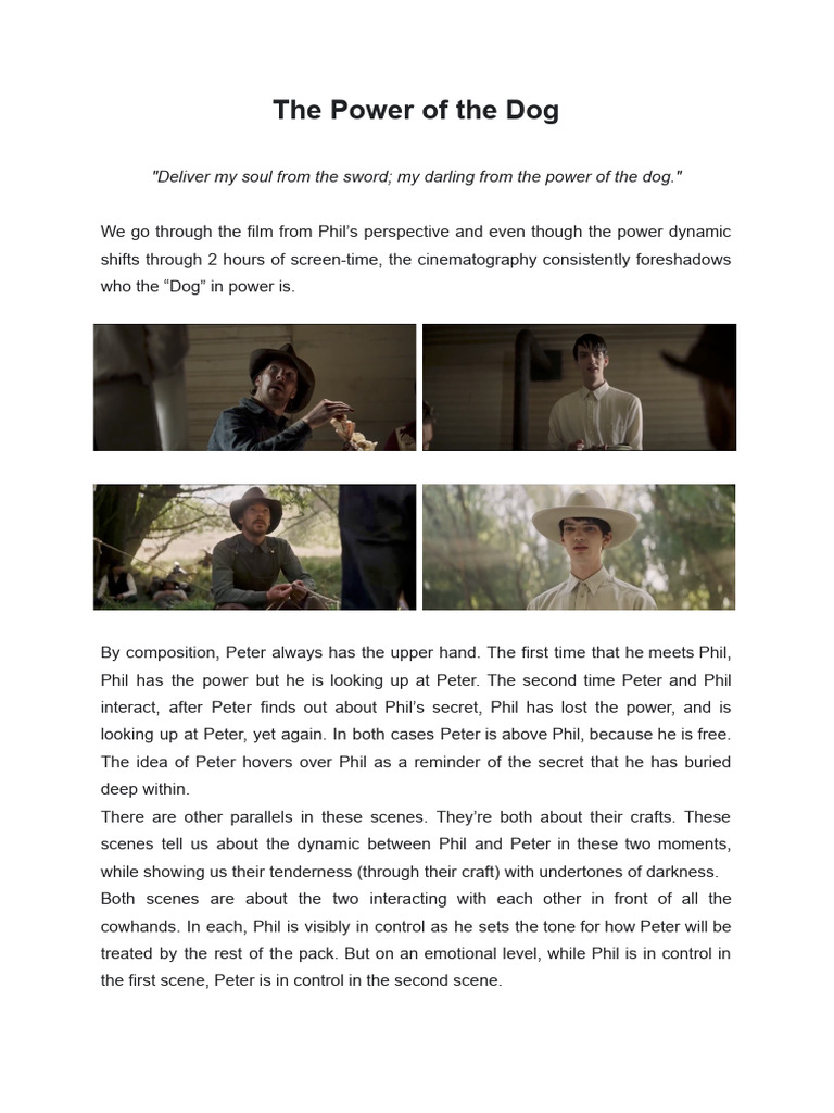 The Power of The Dog - Phil and Peter Meet Analysis | PDF