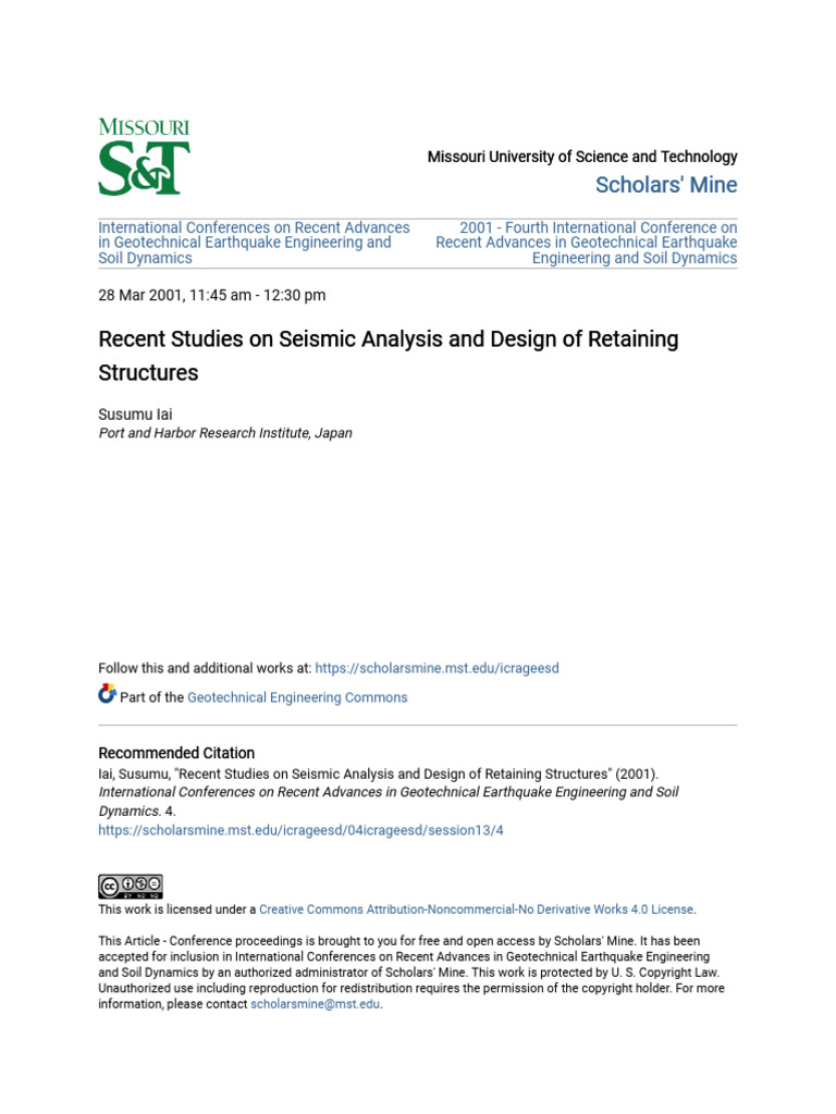 Recent Studies On Seismic Analysis and Design of Retaining Struct | PDF | Geotechnical ...