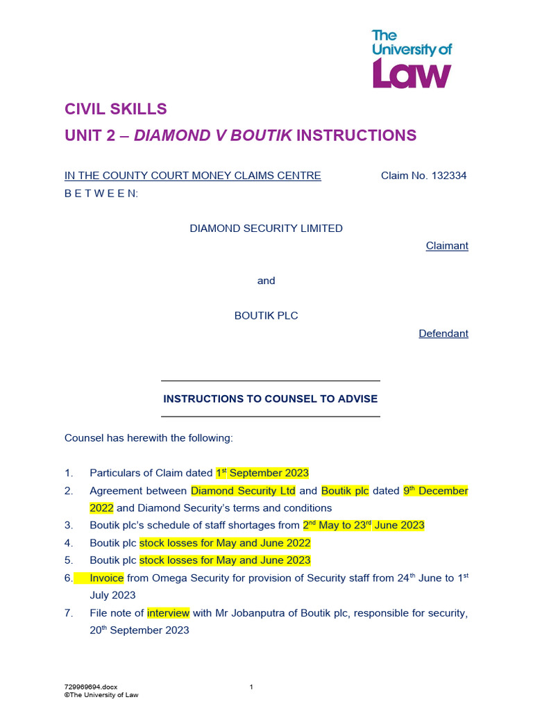 2324 Skill Civ Unit02 Ce01 Diamond V Boutik Instructions | PDF | Breach Of Contract | Civil Law ...