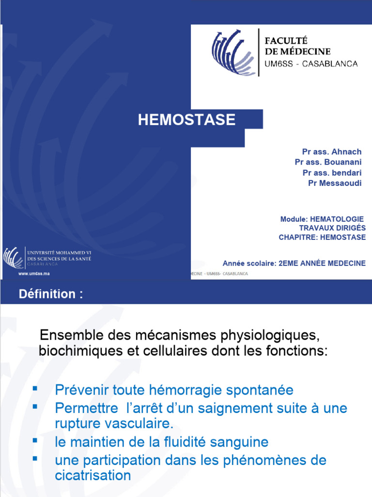 Mécanismes de l'Hémostase et Coagulation | PDF | Coagulation | Hémostasie