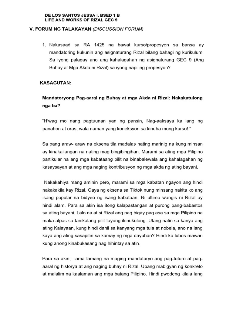 Life and Works of Rizal Week 2 | PDF