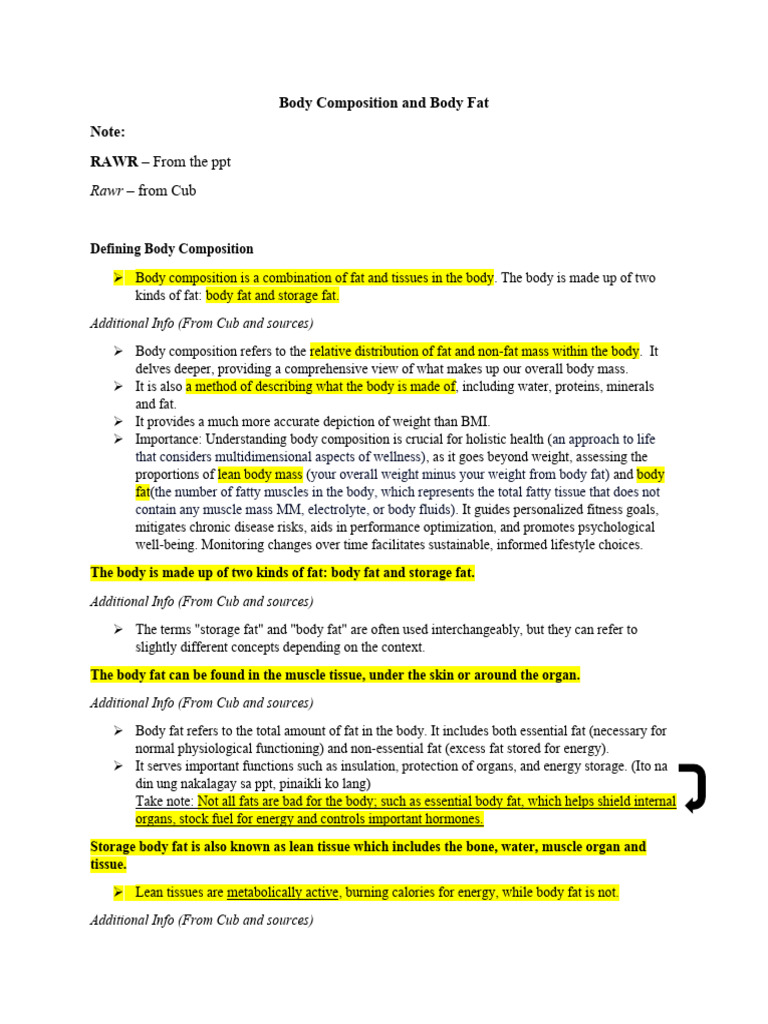 Body Composition and Body Fat | PDF | Adipose Tissue | Clinical Medicine