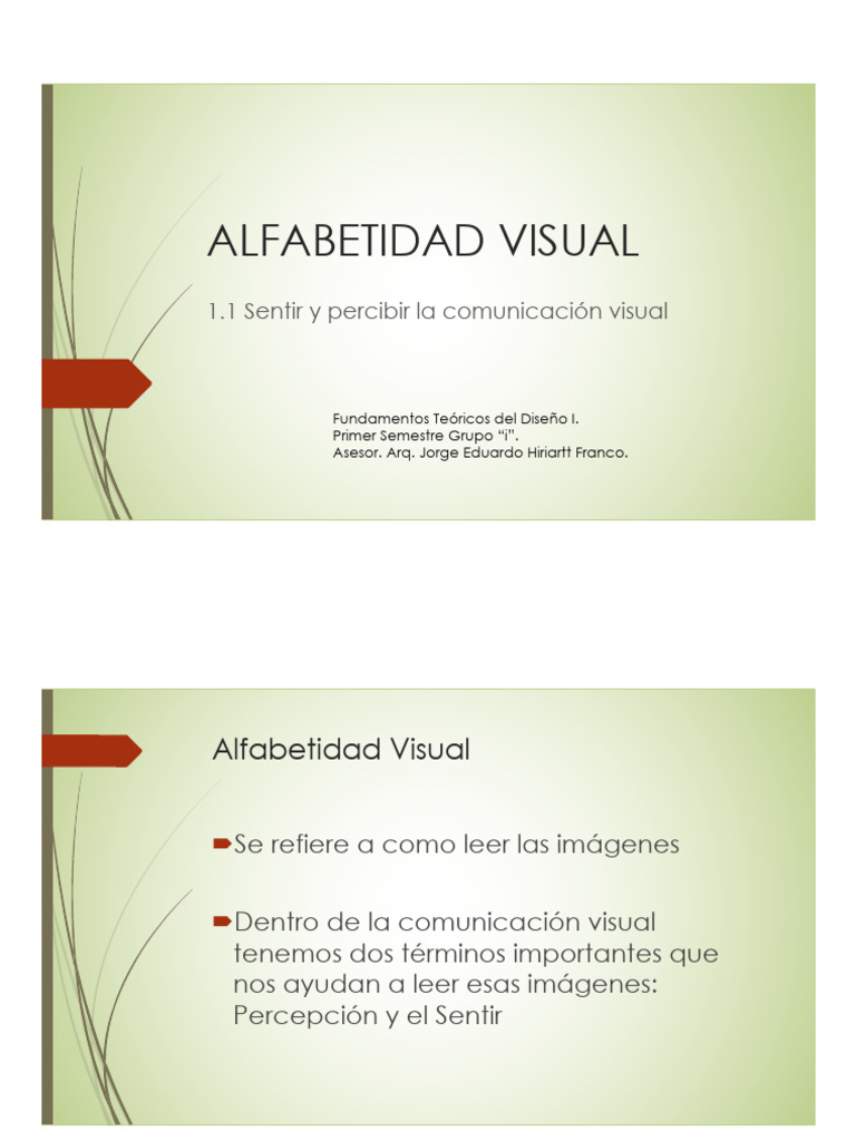 Alfabetidad Visual: Sentir y Percibir | PDF | Percepción | Percepción ...