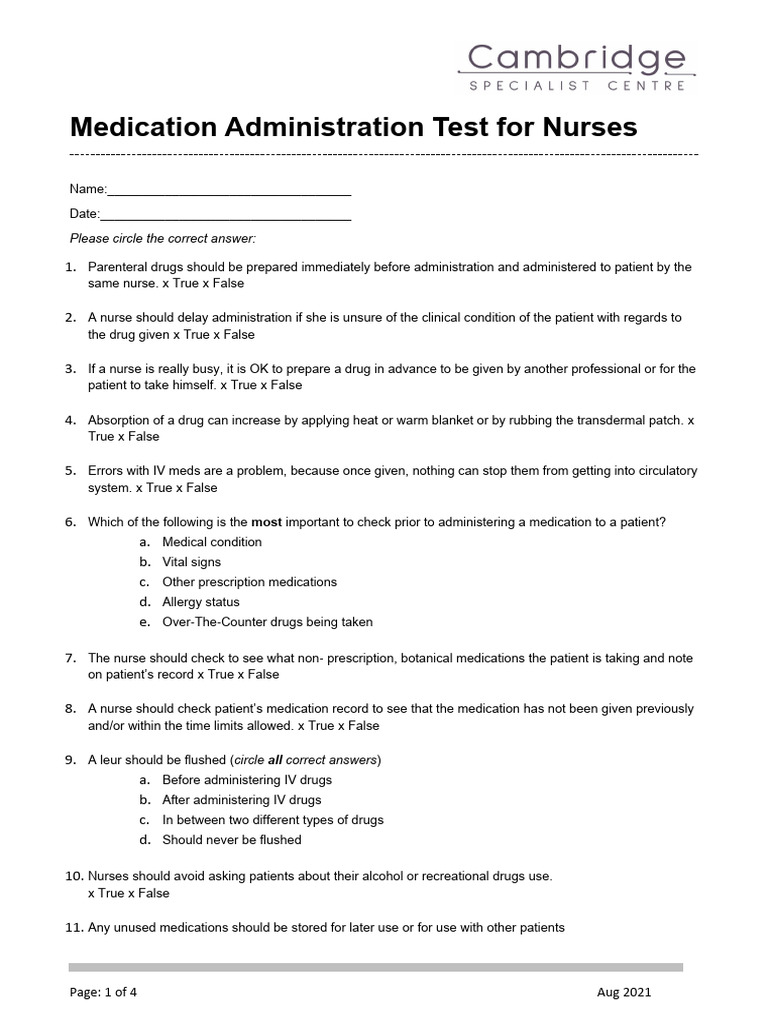 Medication Test | PDF