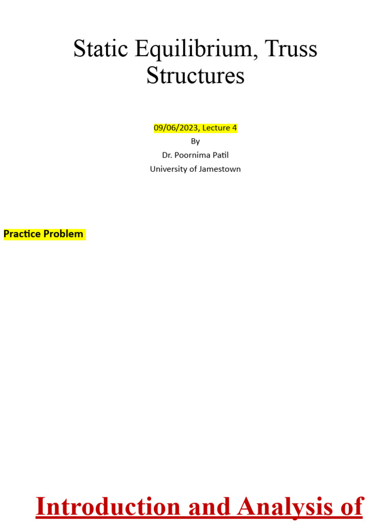 Truss Structures: Static Equilibrium Analysis | PDF | Technology ...