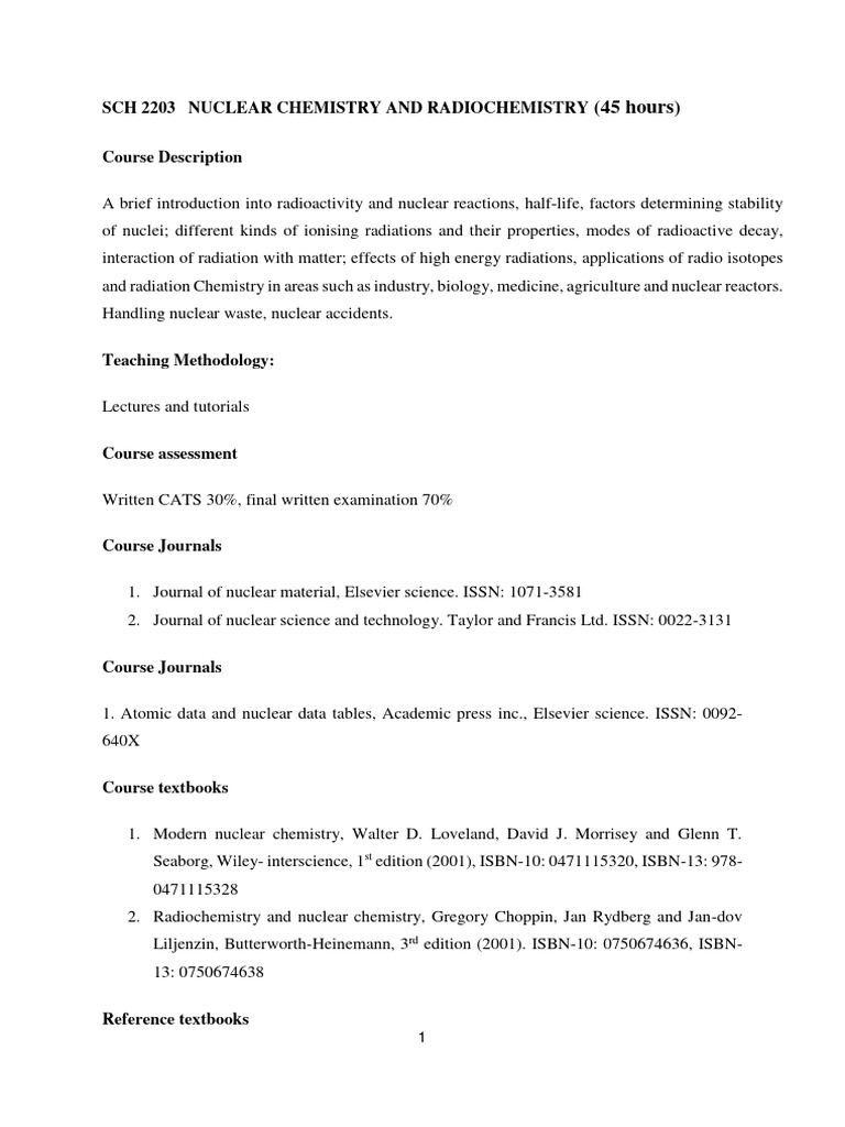 Nuclear Chemistry Course Overview | PDF | Radioactive Decay | Neutron