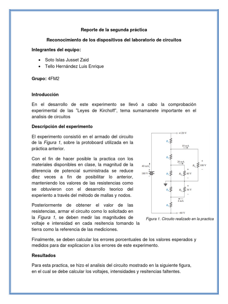 Práctica 2. Análisis de Circuitos | PDF | voltaje | Resistencia ...