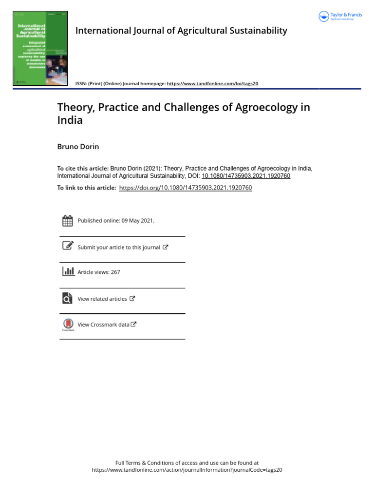 Journal - Agroecol - Theory, Practice and Challenges of Agroecology ...