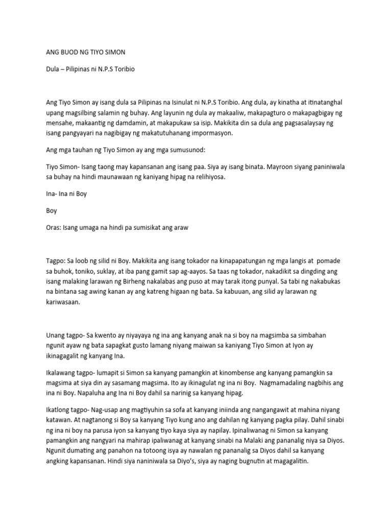 Ang Buod NG Tiyo | PDF