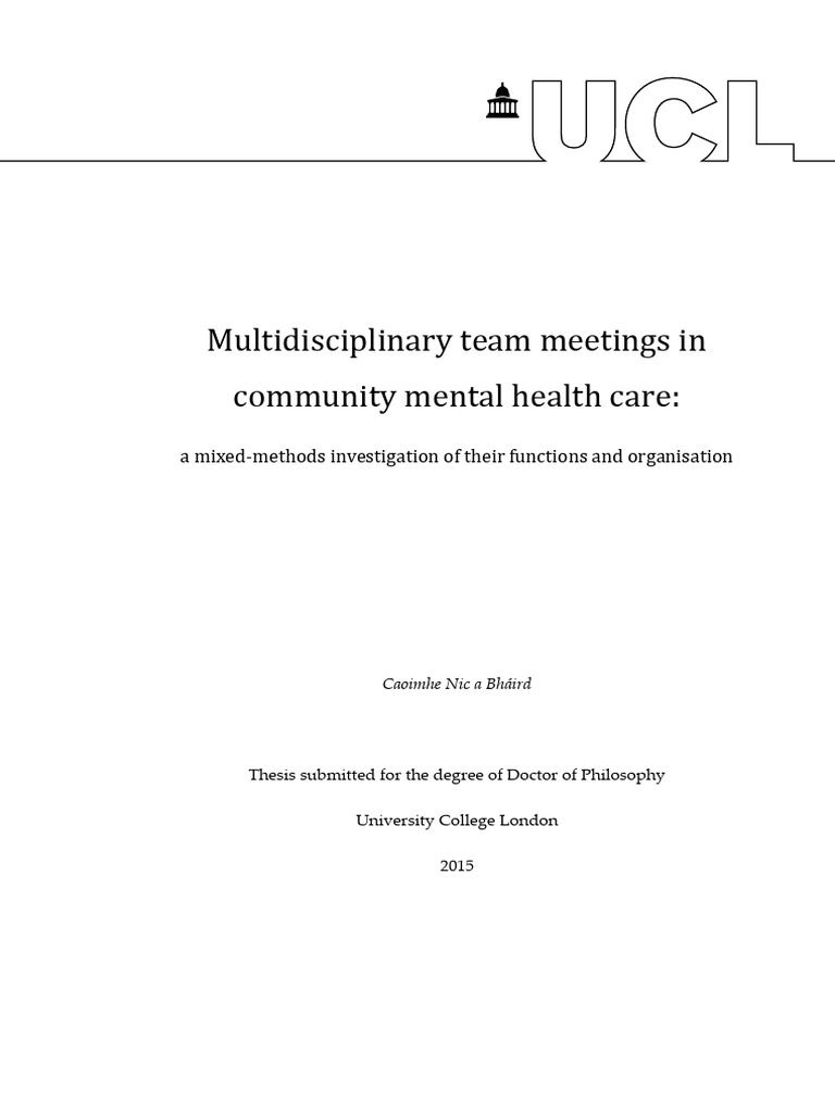 Multidisciplinary Team Meetings in Community Mental Health Care | PDF ...