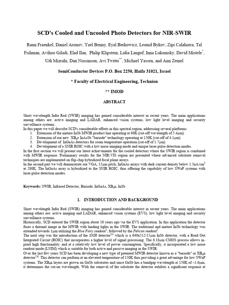 NIR SWIR Photodetectors | PDF | Infrared | Doping (Semiconductor)