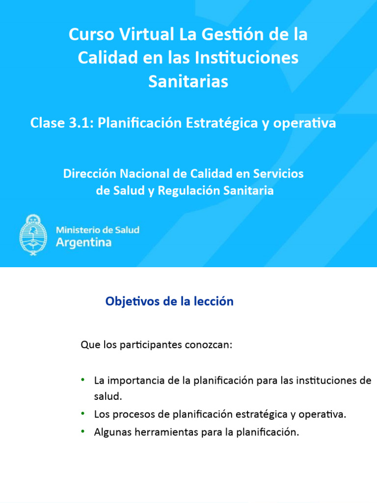 Clase3 1-PlanificaciónEstratégicayOperativa | Descargar gratis PDF | Planificación | Hospital