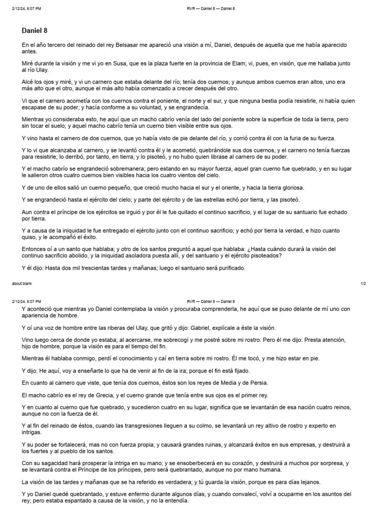 RVR - Daniel 8 | PDF | Religión y espiritualidad