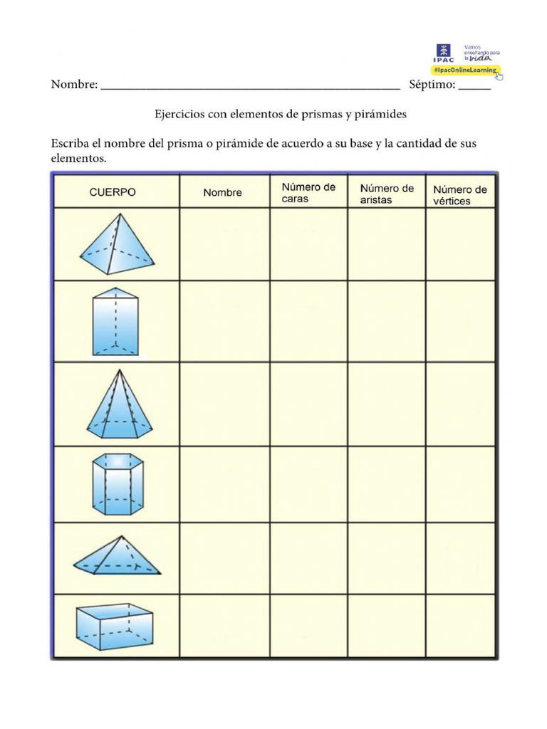 Tabla Piramide y Prismas | PDF