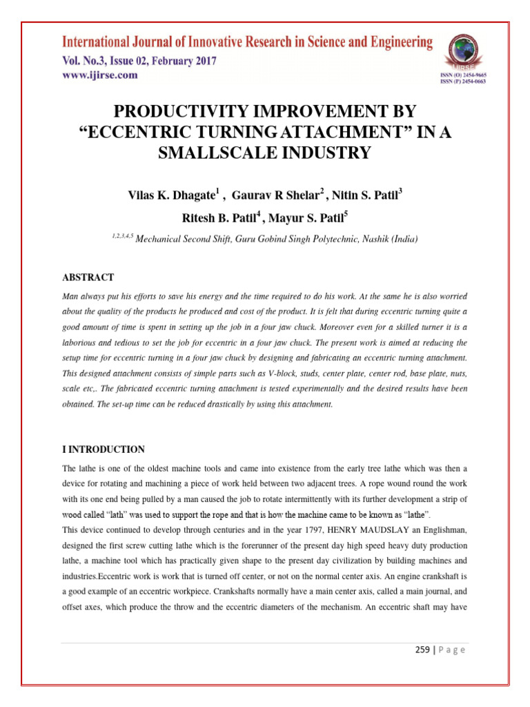 Eccentric Turning Attachment Design | PDF