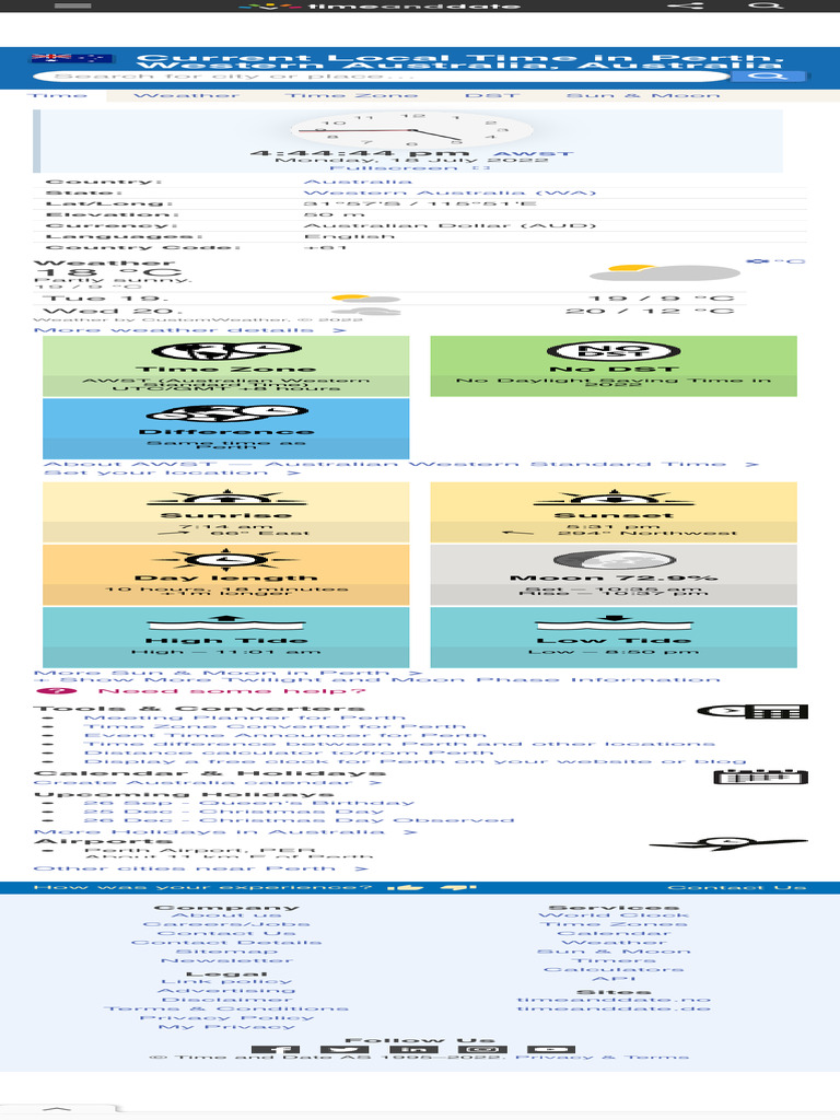 Current Local Time in Perth, Western Australia, Australia | PDF